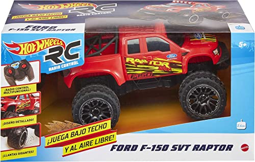 Hot Wheels RC Red Ford F-150, Full-Function Remote-Control Toy Truck, Large Wheels & High-Performance Engine, 2.4 Ghz with Range of 65Ft