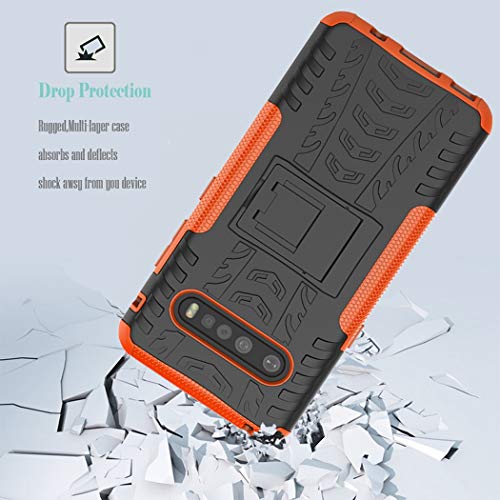 Yerebel for LG V60 ThinQ Case, V60 ThinQ 5G Case, with Kickstand Hard PC Back Cover Soft TPU Dual Layer Protection Phone Cover for LG V60 ThinQ (Orange)