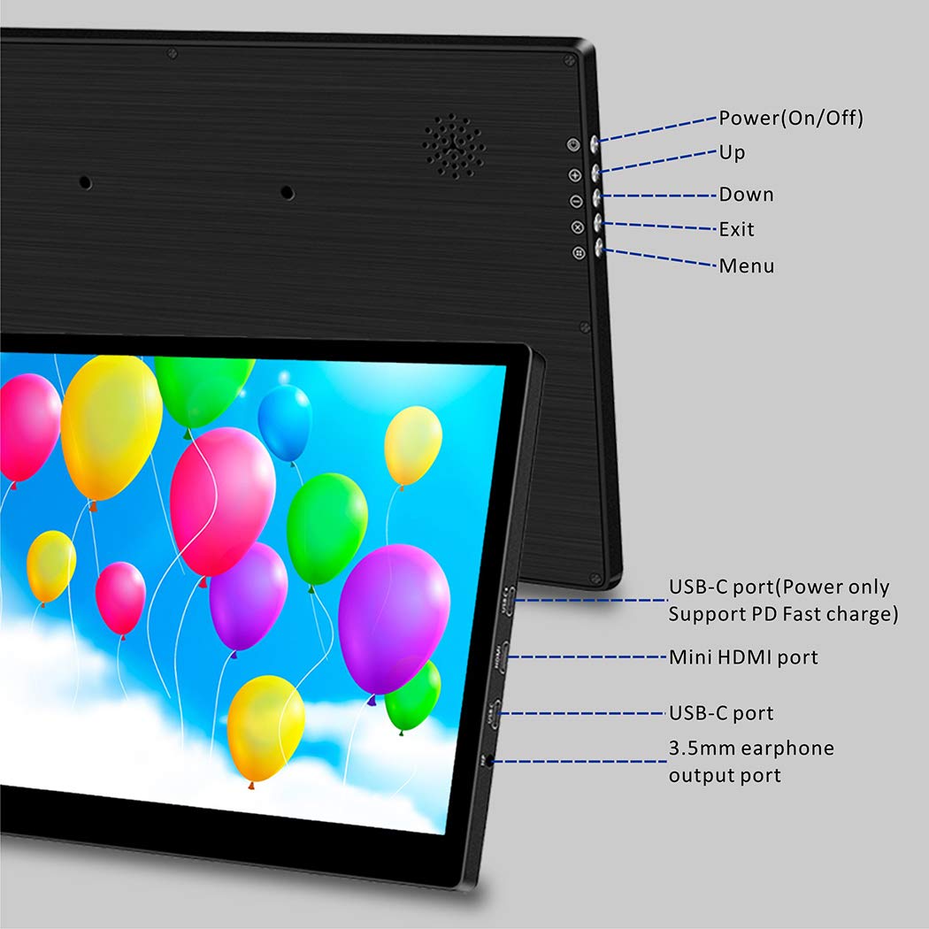 USB Touchscreen Portable Monitor,11.6" 1080P FHD IPS Display,USB C/HDMI Video Input, HDR,Ultra Slim,Bulit in Speakers, Aluminum Bezel with Angle Ddjustable Stand