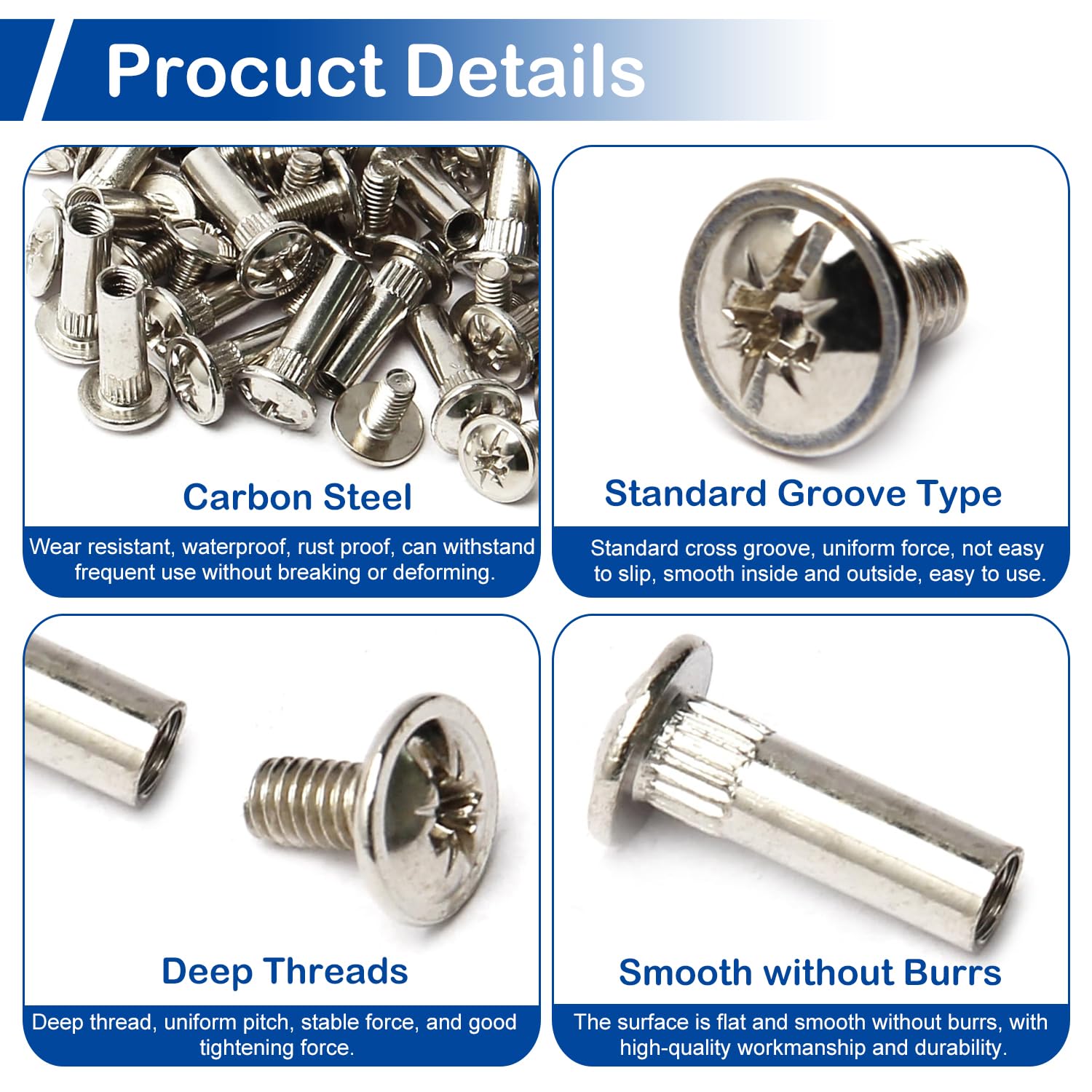 MroMax M5 Binding Screw, M5 x 20mm Nickel Plated Carbon Steel Cross Head Chicago Screw Binding Post Screw Kit for DIY Leather Decoration and Scrapbook and Photo Albums Bookbinding 10Pcs