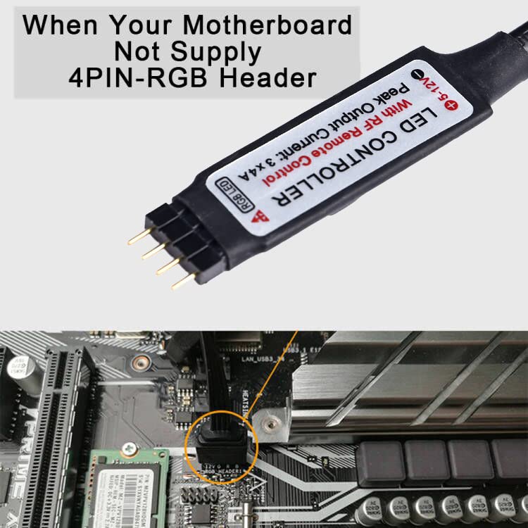 DS RGB Case Fans Controller Kit with 17Key Remote, Connect to DS RGB RAM Heatsink and DS PC RGB LED Strip (SATA Power Cable, O Series)