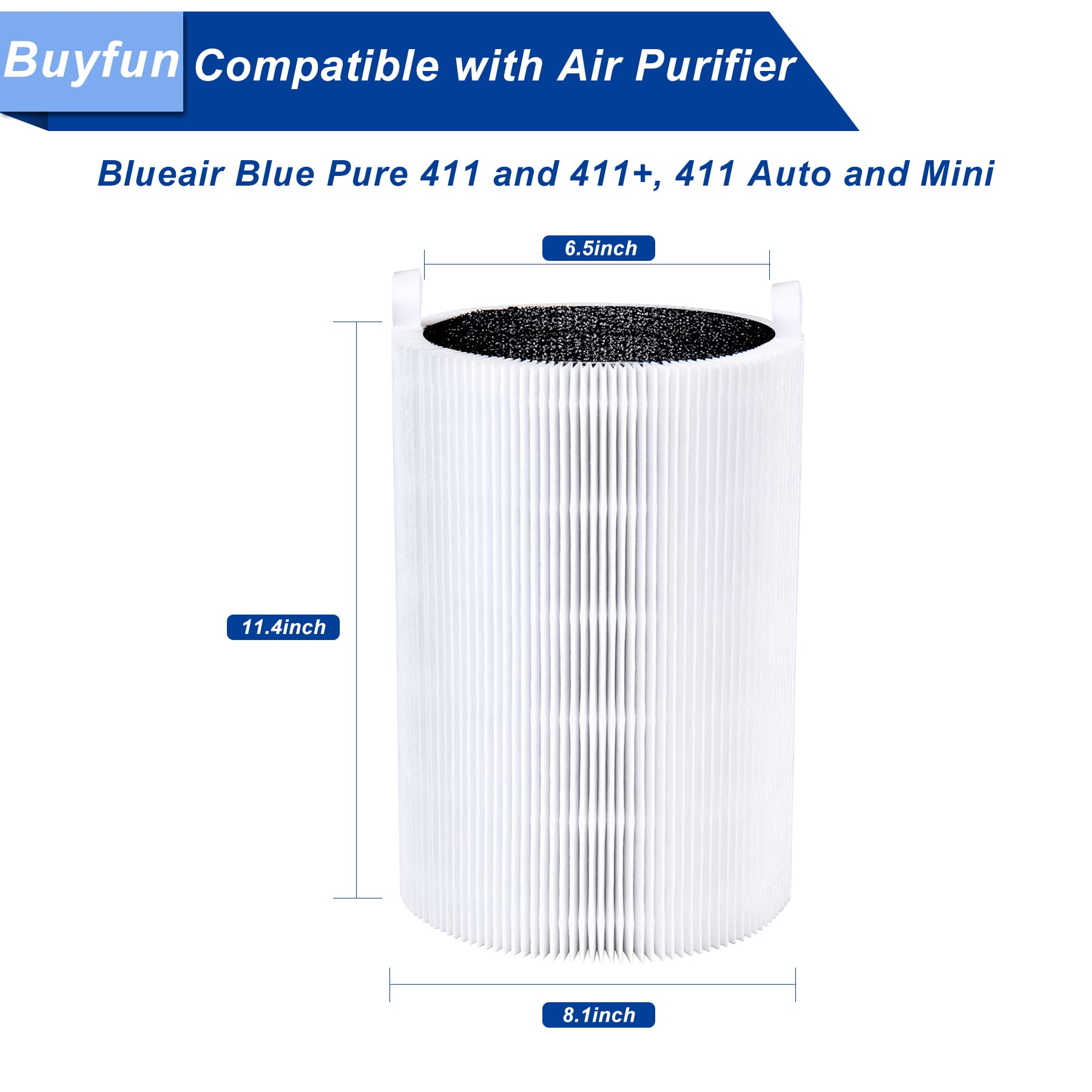 buyfun for Blueair Blue Pure 411 Replacement Filter, Replacement Filter for Blueair Blue Pure 411, 411+, 411 auto and Mini Models