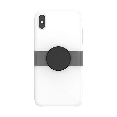 PopSockets: PopGrip Slide Non-Adhesive Phone Grip & Stand with a Swappable Top for iPhone X/XS Silicone Case - Black Haze