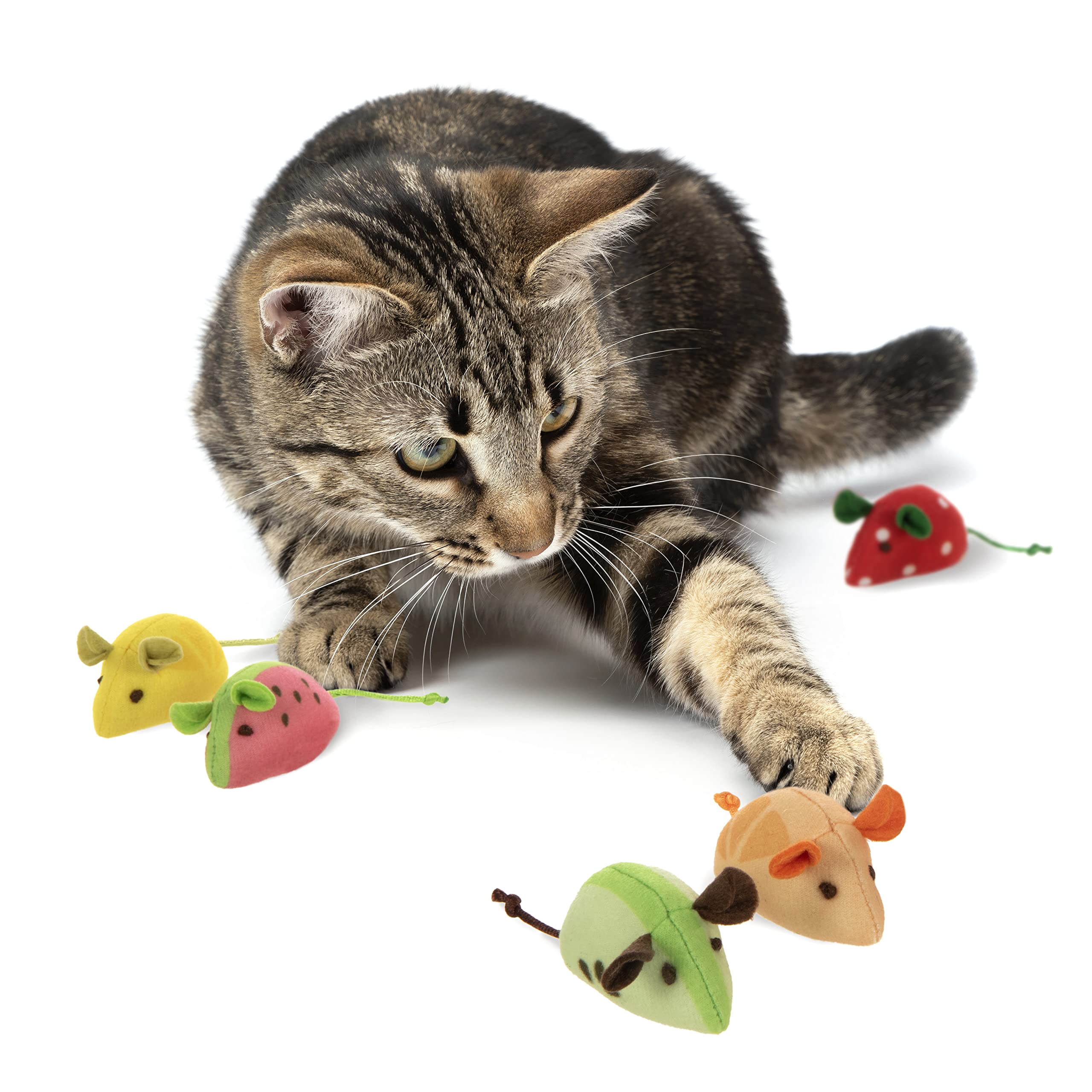 SmartyKat (5 Count Skitter Slices Plush Catnip Cat Toys - Multi Color, 5 Count