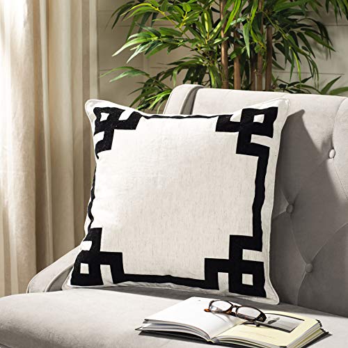 Safavieh Home Renti Natural and Black Greek Key 20-inch Decorative Pillow Pillow