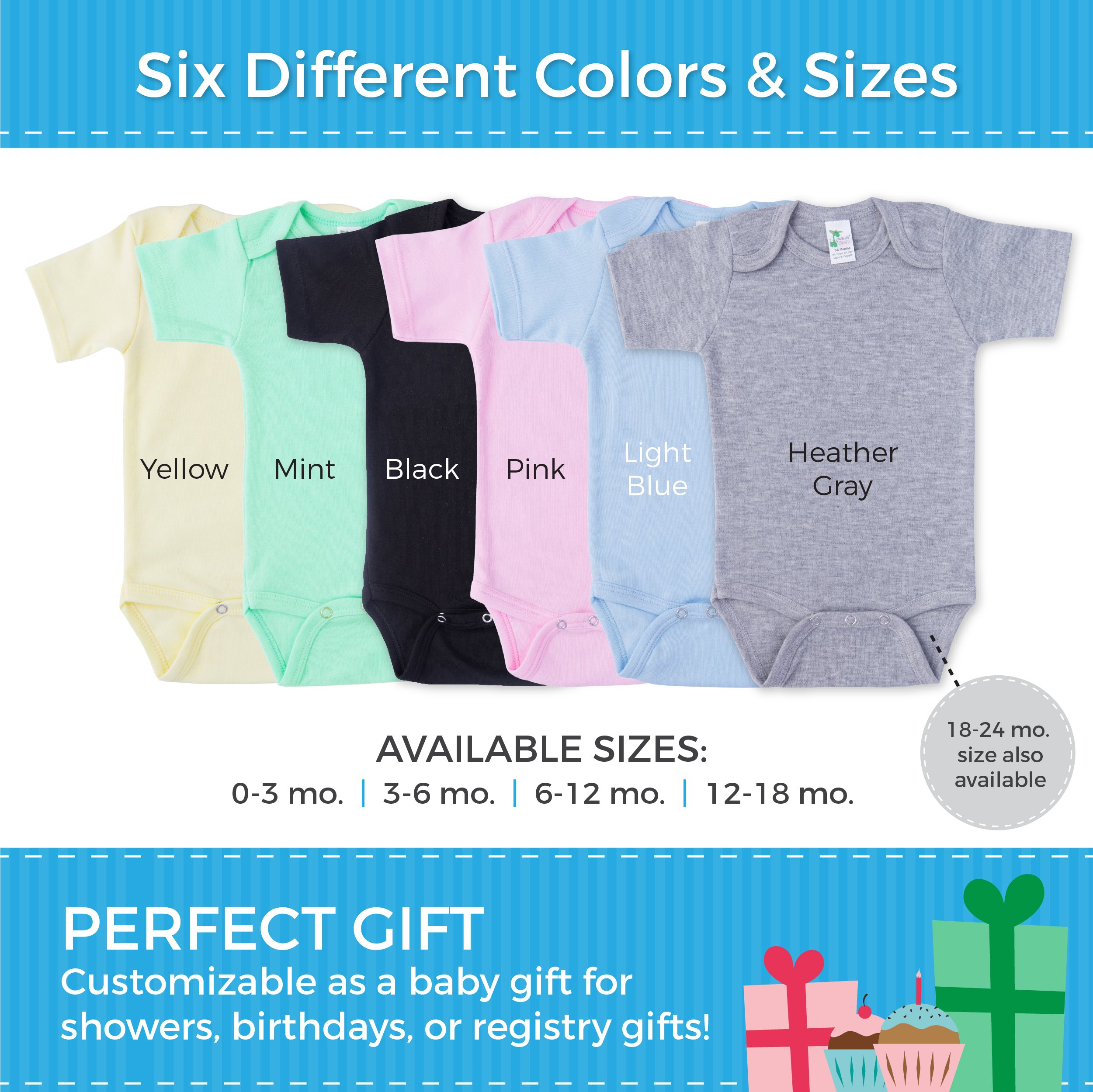 Laughing Giraffe Baby Blank Short Sleeve Unisex One Piece Bodysuit (3-6 Months, Black)