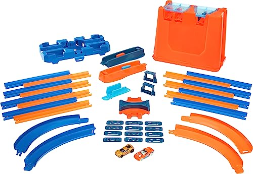 Hot Wheels Track Builder Playset, Deluxe Stunt Box with 25 Component Parts & 1:64 Scale Toy Car [Amazon Exclusive]