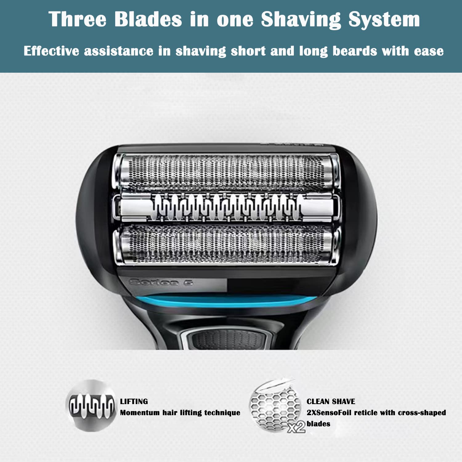 52B Replacement Head Fit for Braun Series 5, 52B Shaver Razor Blades Foil & Cutter Compatible with Braun Models 5018S, 5020CS, 5050CS, 5031S