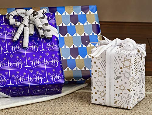 Hallmark Tree of Life (3 Gift Rolls) wrapping paper, Hanukkah Tri-Pack, 5JXW1734