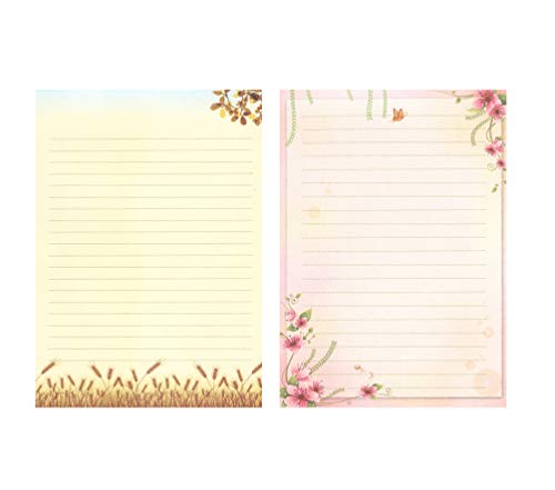 IMagicoo 50 Cute Design Writing Stationery Lined Paper Letter Set, 2 Different Style (Style-1)