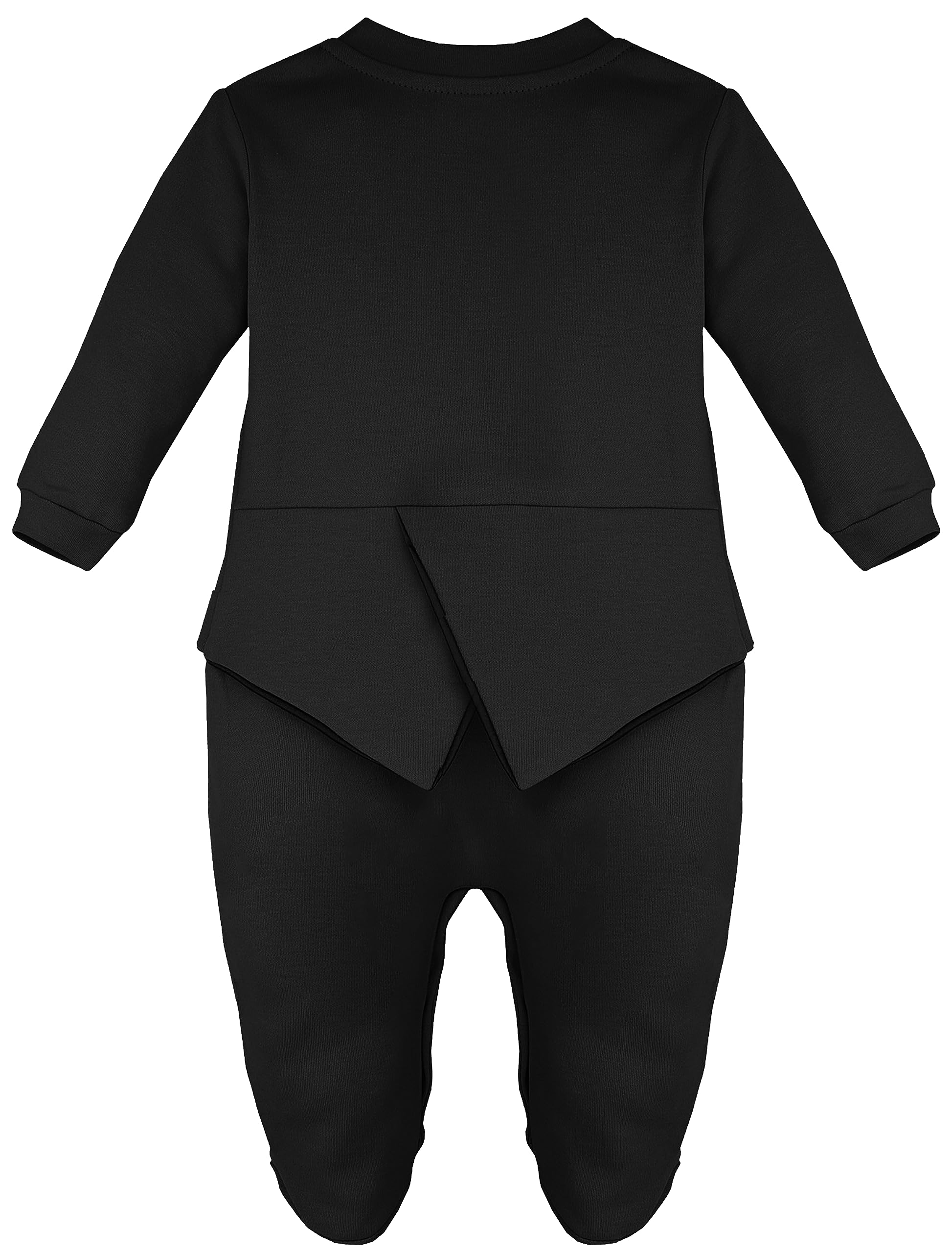 Lilax Baby Boy Gentleman Tuxedo Footie Christmas Holiday Outfit with Bow Tie (3 Months, Black)