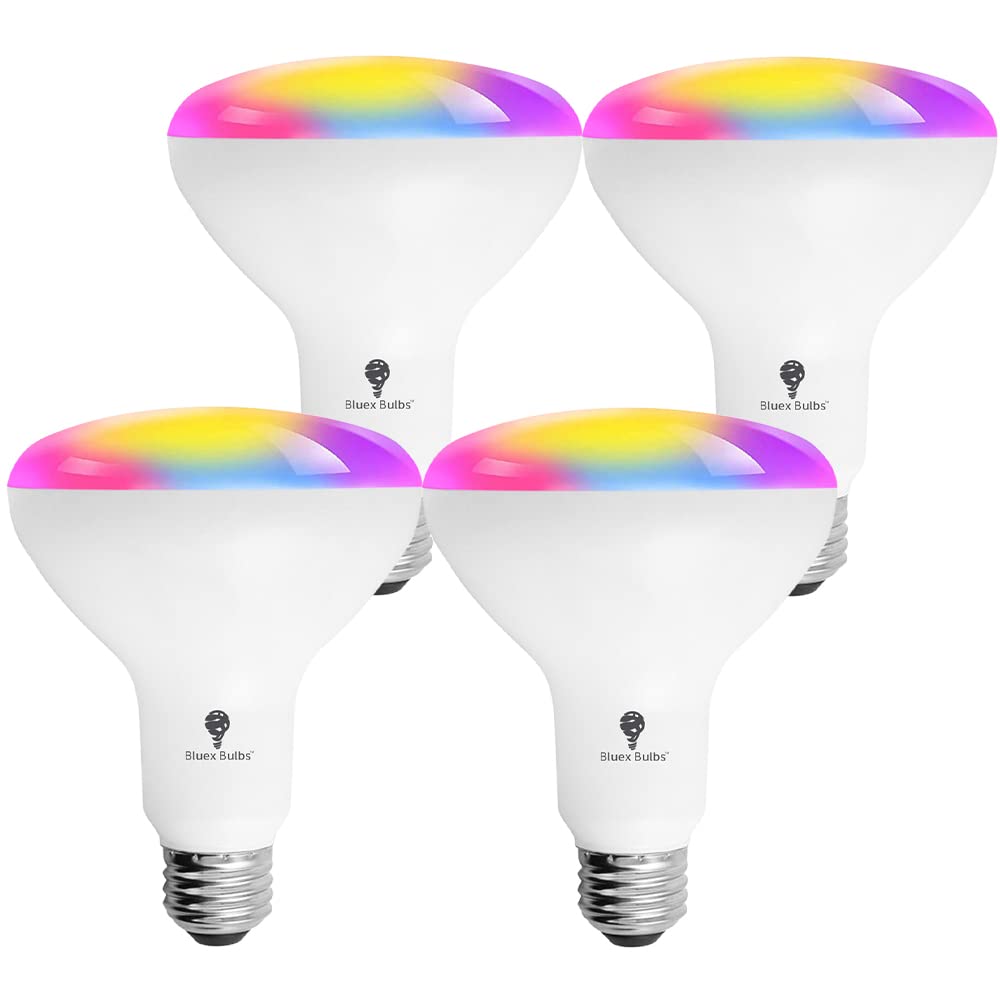 4 Pack BR30 WiFi Smart Light Bulbs - No Hub Required 13W (100W Watt Equivalent) Indoor Smart Bulb - Dimmable Compatible with Amazon Alexa Google Assistant and Smart Life Apps Smart Flood RGBCW Bulb
