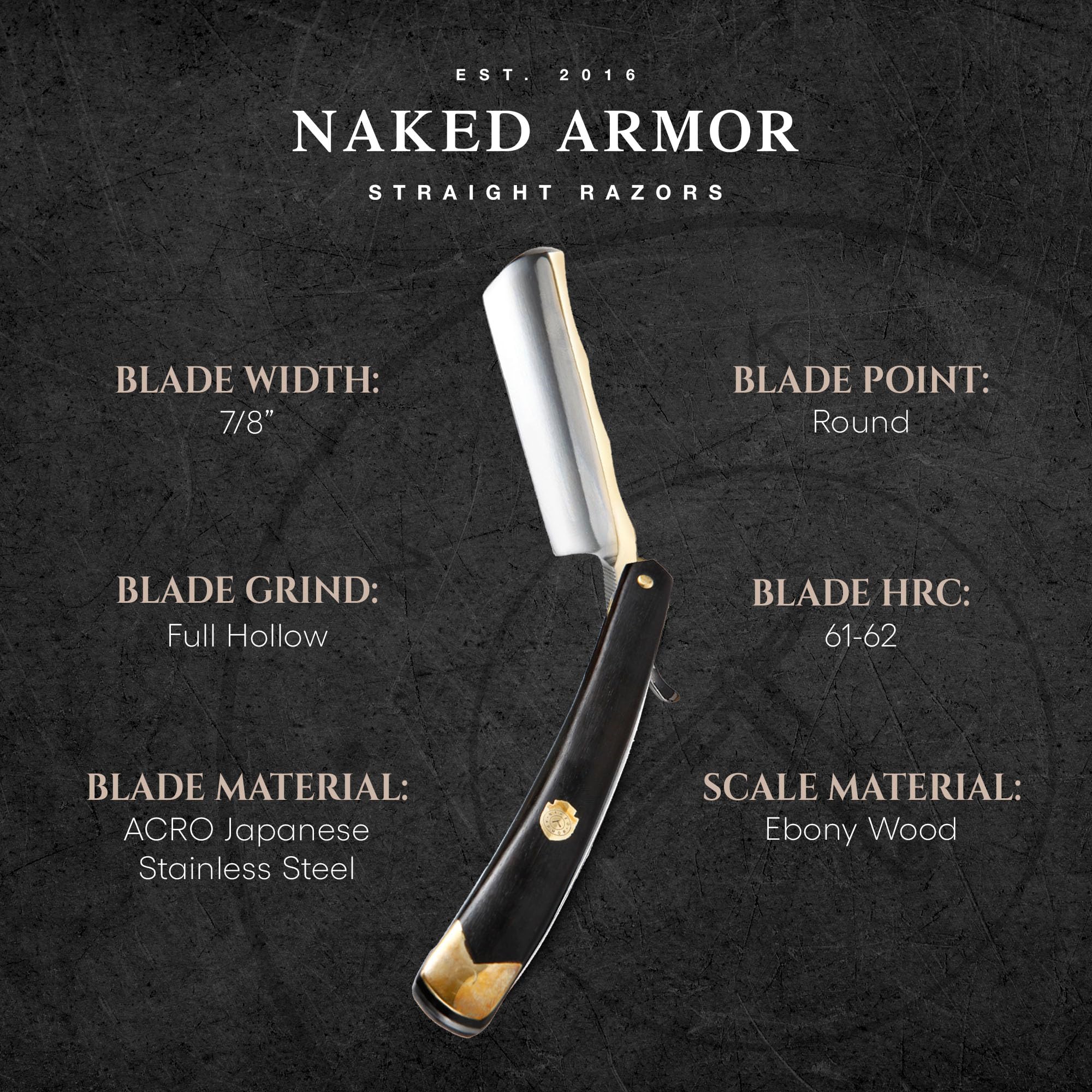 Gold Straight Razor Kit - Shave Ready Straight Razor, Stainless Steel Straight Edge Razor, Ebony Straight Razor For Men, Brush, Soap, Strop, Complete Gold Straight Razor Shaving Kit, Great Gift