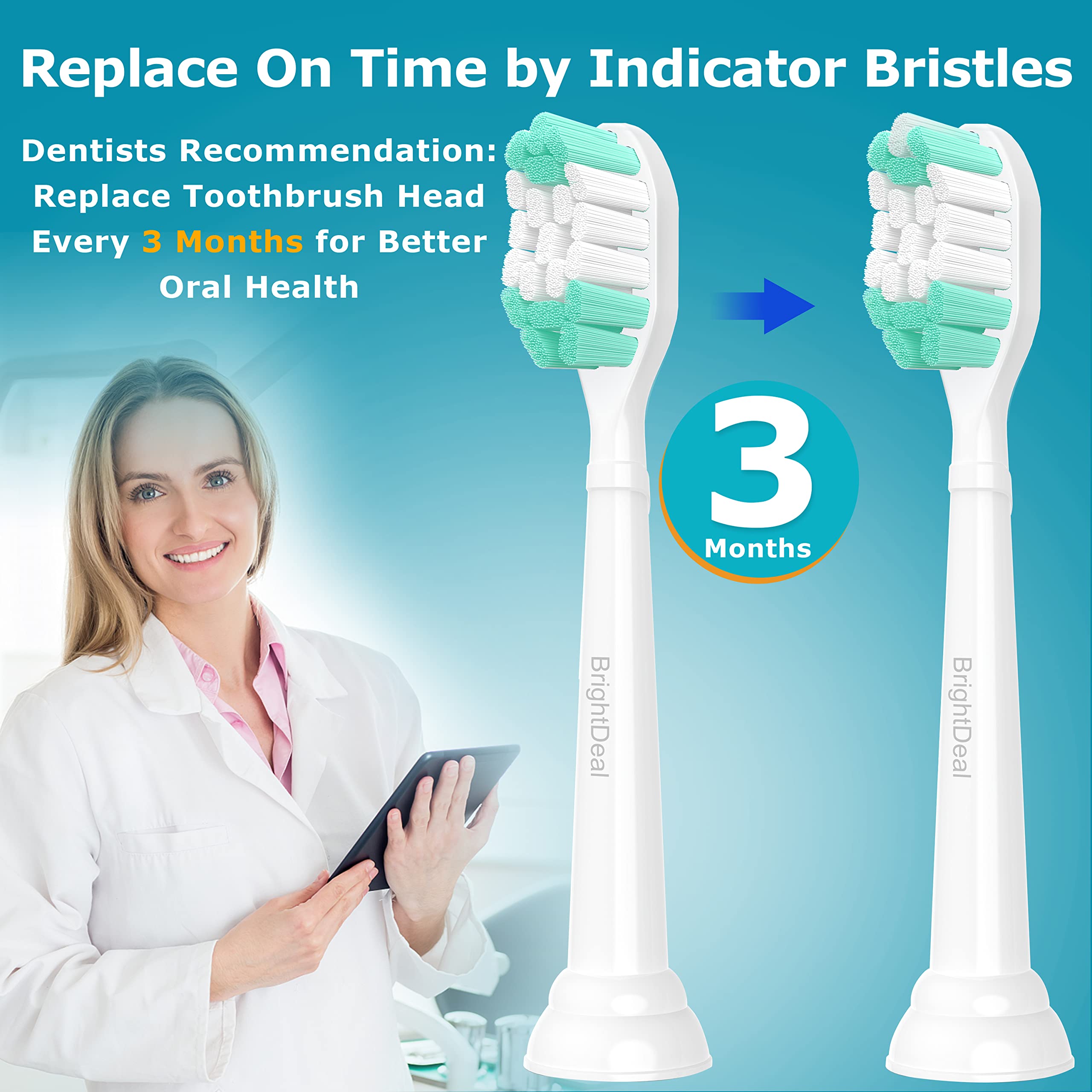 BrightDeal Replacement Toothbrush Heads for Philips Sonicare ProtectiveClean 4100 5100 6100 DailyClean Plaque Control Gum Health G2 C2 Toothbrush Head HX6817/01 HX6857/11 Electric Toothbrushes, 8 Pack