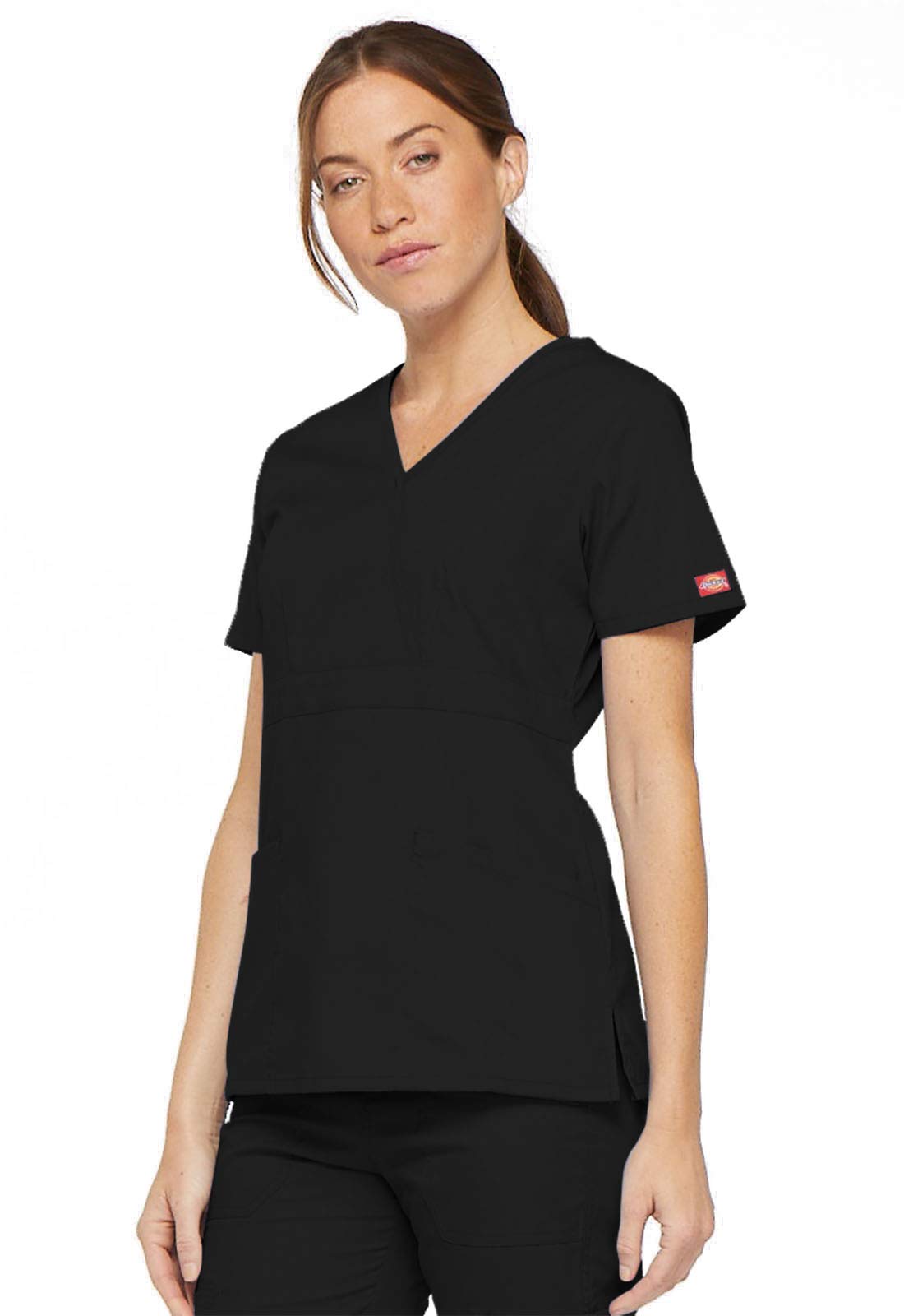 Dickies Women's EDS Signature Mock Wrap Top with Multiple Instrument Loop, Black, X-Large