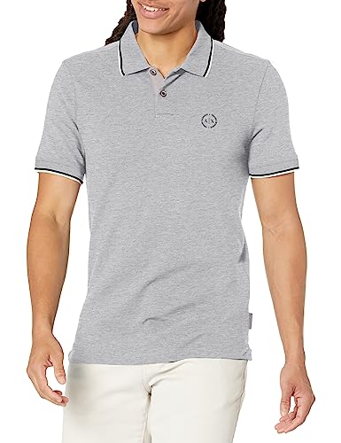 A|X ARMANI EXCHANGE mens Short Sleeve Jersey Knit Polo Shirt, B09b Heather Grey, X-Large US