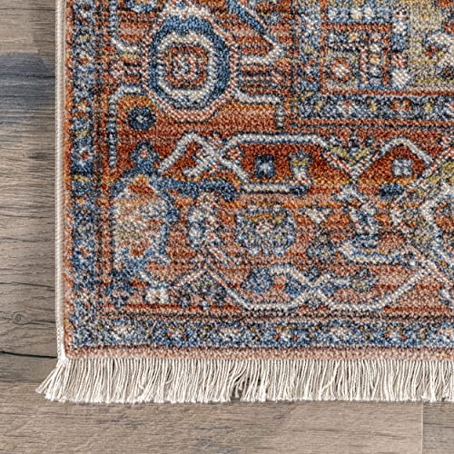 nuLOOM Harriet Vintage Medallion Fringe Area Rug, 3' x 5', Rust