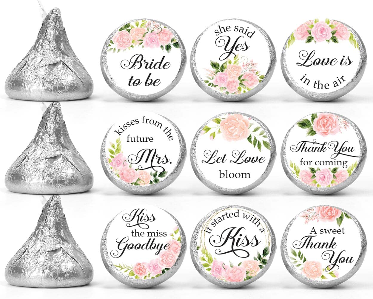 Bridal Shower Favors 324 Mini Candy Stickers Floral 0.75 Inch Tiny Decoration Labels