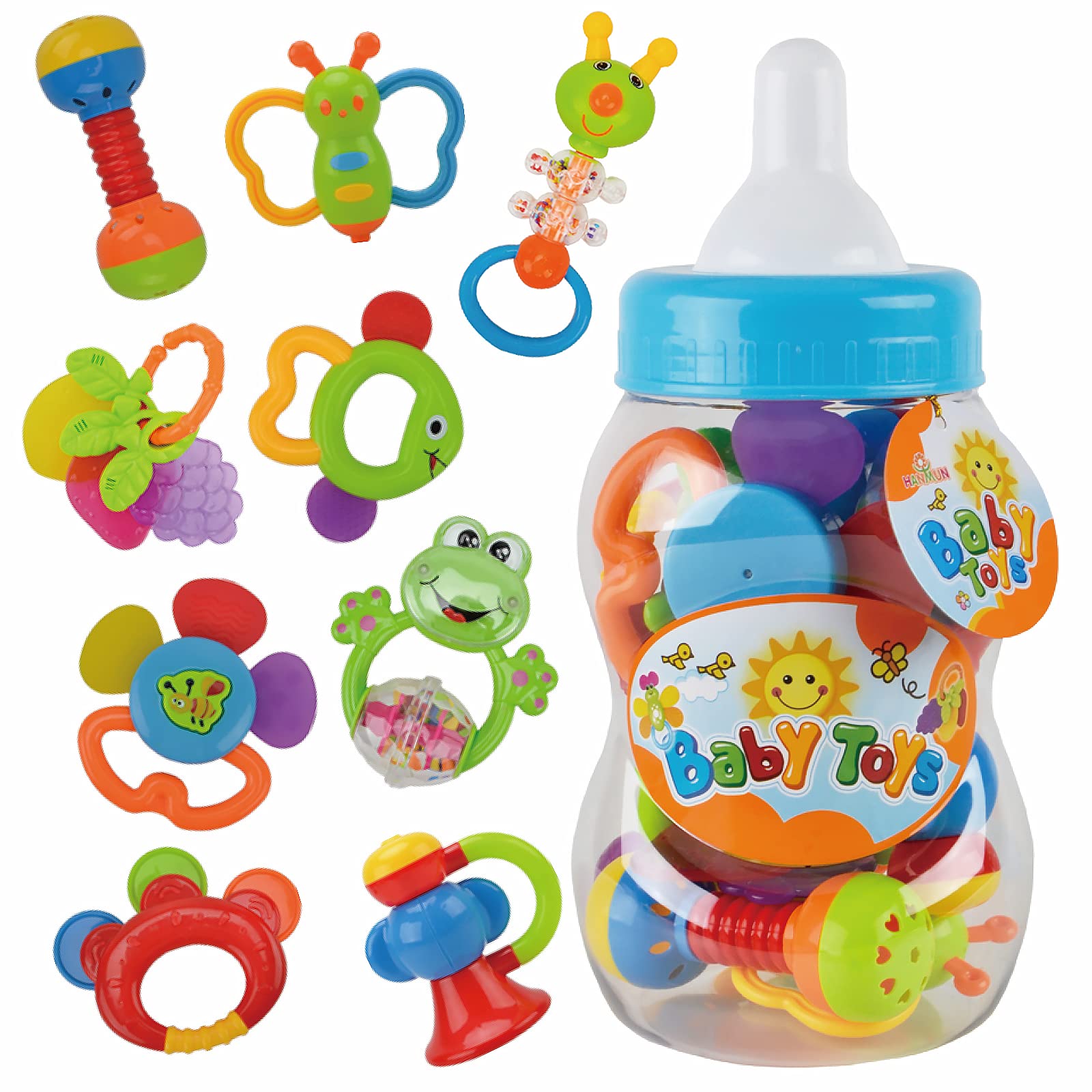 Baby Teething Toys Rattle Set Baby Remote Control Toy Game Control Teether for Infant Toddler 0-12 Months, Newborn Birthday and Baby Shower Gifts for Boys and Girls