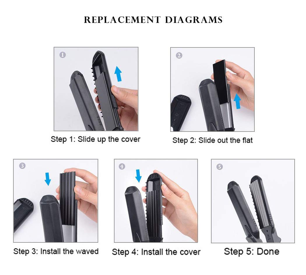 Pulla Hair Straightener and Crimper - 4 in 1 Tourmaline Ceramic Flat and Curling Iron for Hair Styling with Adjustable Temperature - Salon High Heat 320°F - 430°F for All Hair Types
