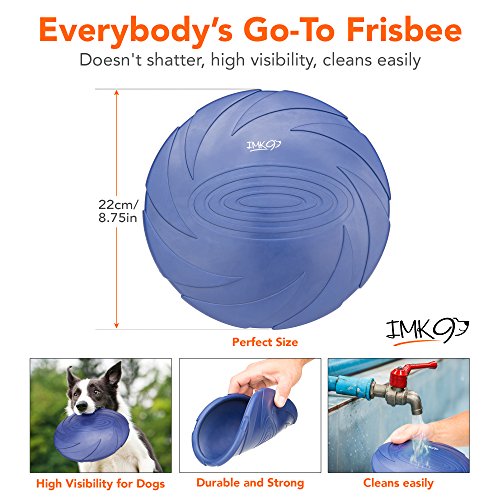 IMK9 Dog Frisbee Toy - Soft Rubber Disc for Large Dogs - Frizbee for Aggressive Play – Heavy Duty Durable Frisby for Pets – Lightweight, Interactive Flying Toy for Training Fetch, Tug of War, Catch