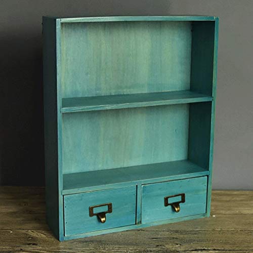 LLRYN Rustic Wall Shelf - Solid Wood, Suitable for All Kinds of Scenes, Living Room, Bedroom, Kitchen, Office (Color : Blue)