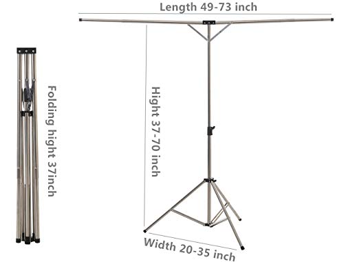 exilot Foldable Portable Space Saving Clothes Drying Rack, Heavy Duty Stainless Steel Laundry Drying Racks, Adjustable High Capacity Garment Rack, with Windproof Hooks.