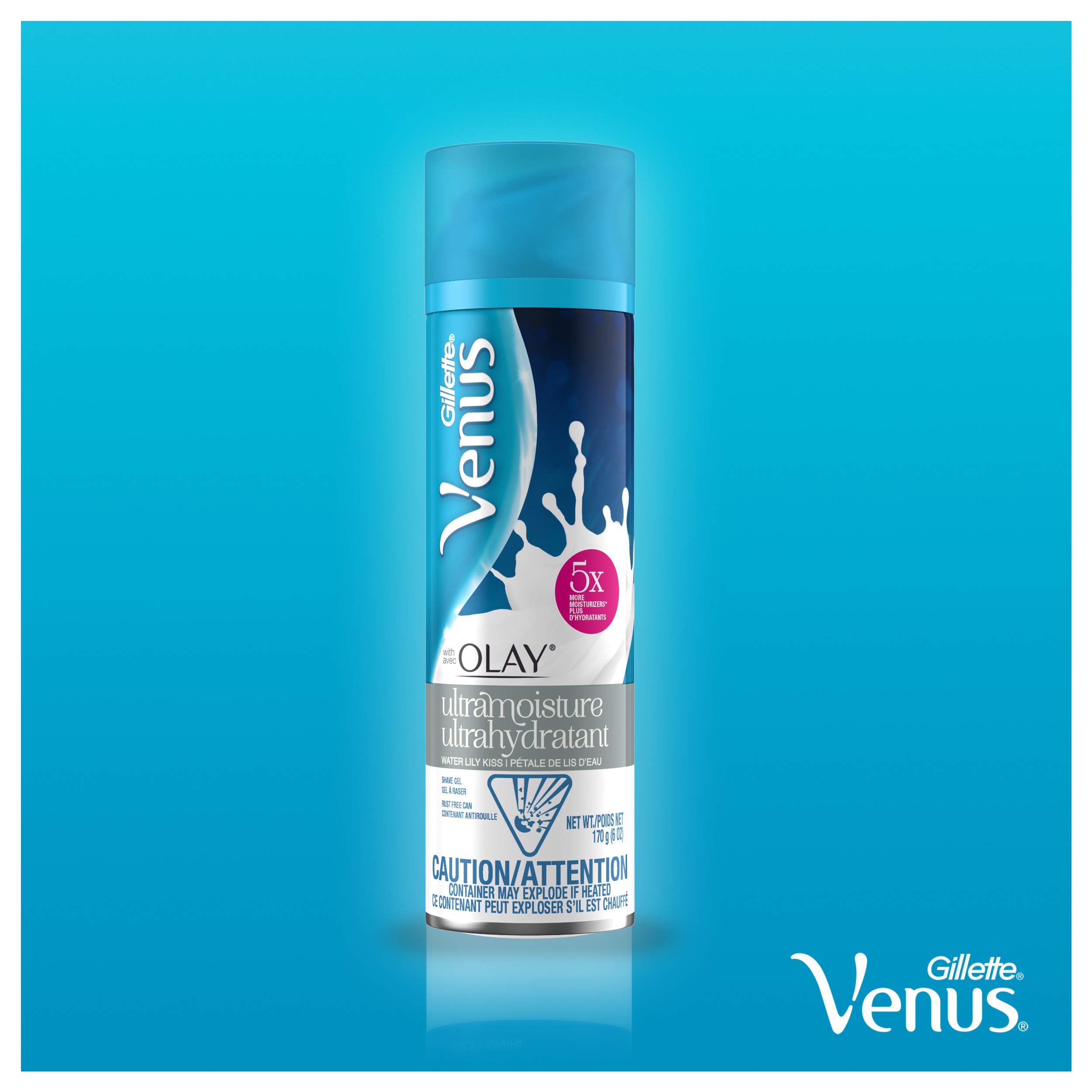 Gillette Venus with Olay Ultramoisture Women's Shave Gel, Water Lily Kiss, 6 Ounce (Pack of 6)
