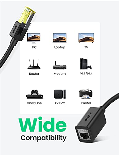 UGREEN Ethernet Extender Cable 6FT, Cat 7 Extension Network Cable 10Gbps RJ45 Male to Female LAN Patch Cord Compatible for Router Modem PC Laptop PS5 Xbox Smart TV 6FT