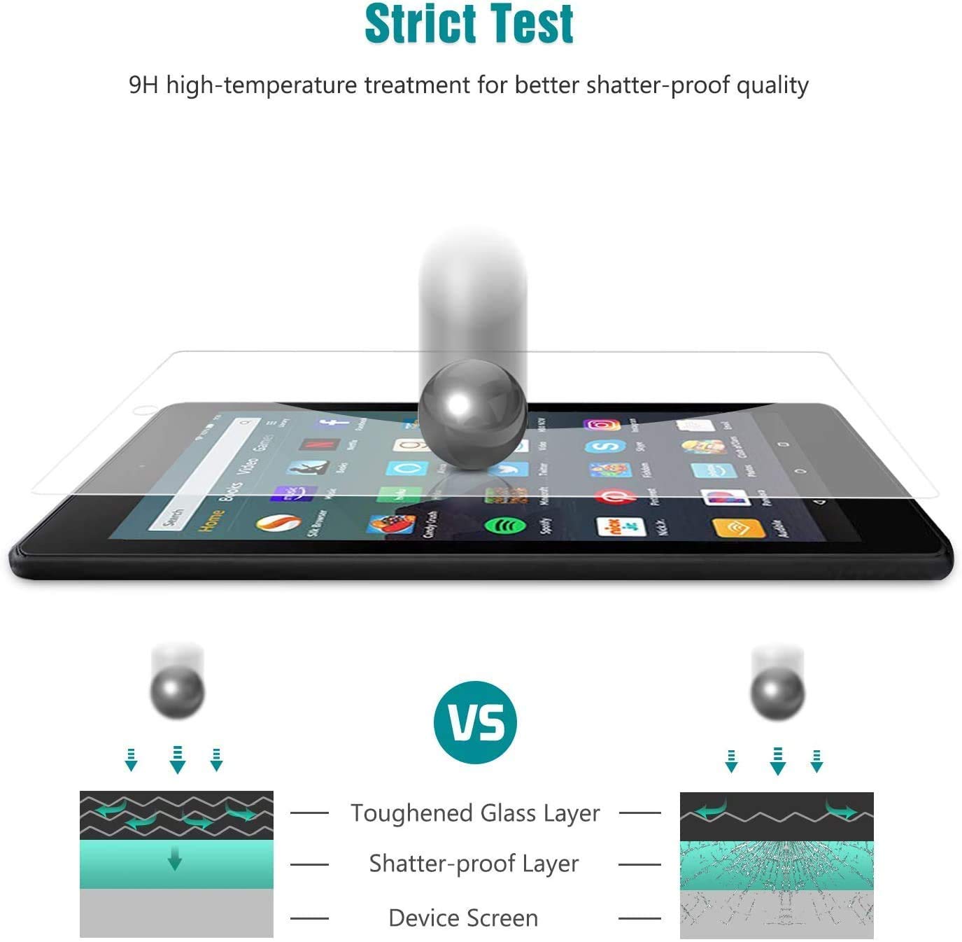 TANTEK [2-Pack Screen Protector for All-New Fire 7 / Fire 7 Kids Edition (9th/7th Gen, 2019/2017 Release),Tempered Glass Film,Ultra Clear,Anti Scratch,Bubble Free