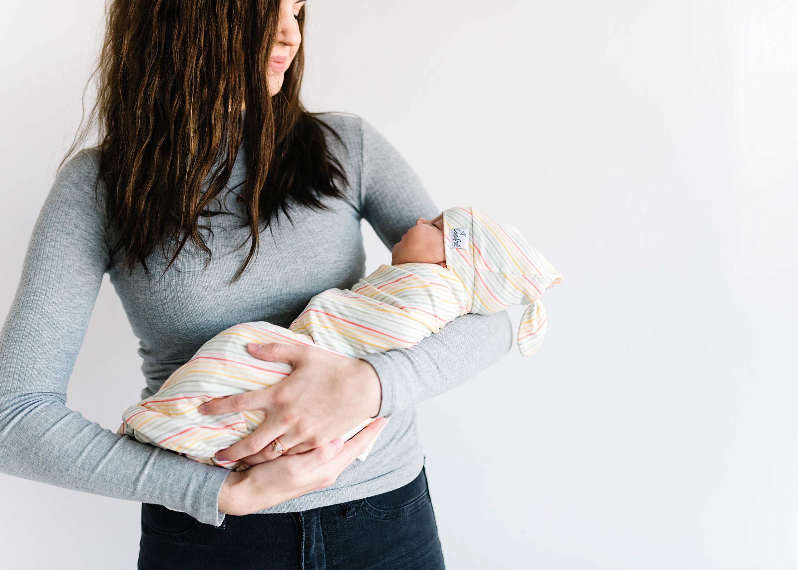 Large Premium Knit Baby Swaddle Receiving Blanket "Rainee" by Copper Pearl
