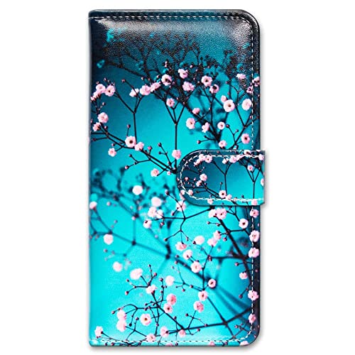Bcov iPhone 14 Pro Max Case, Plum Blossom Flower Leather Flip Phone Case Wallet Cover with Card Slot Holder Kickstand for iPhone 14 Pro Max