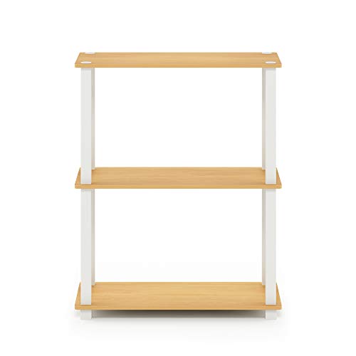 Furinno Turn-S-Tube 3-Tier Compact Multipurpose Shelf Display Rack, Square, Beech/White, 3-Tier Square Tubes