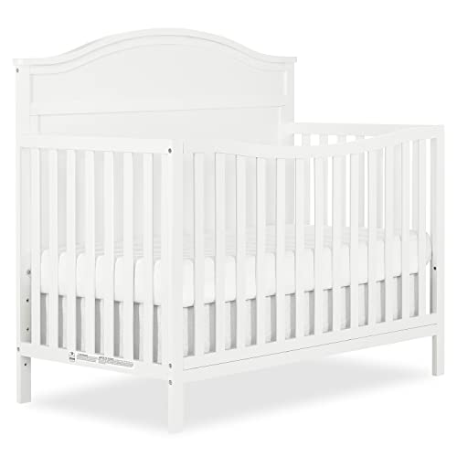 Dream On Me JPMA & Greenguard Gold Certified Grace 5 in 1 Convertible Crib Made with Sustainable New Zealand Pinewood in White, Non-Toxic Finish