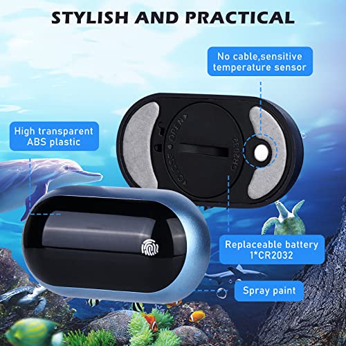 Aquarium Thermometer Digital - Fish Tank Thermometer, LED Fish Tank Thermometer with Touch Screen, Digital Fish Tank Thermometer with High Precision Sensor for Glass Containers, Turtle Tank, Aquariums
