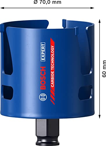 Bosch Professional 1x Expert Construction Material Hole Saw (Ø 70 mm, Accessories Rotary Impact Drill)