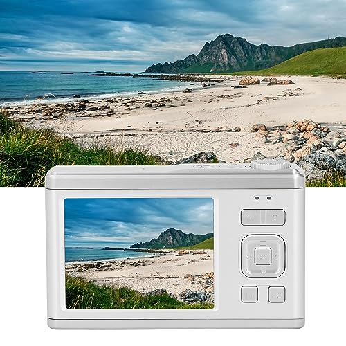 4K Digital Camera with Flash, 50MP Digital Camera for Photography and Video Autofocus Anti Shake, Travel Portable Camera with Battery, 16X Zoom Vlogging Camera (Silver)