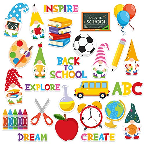 BeYumi 52Pcs Back to School Gnome Bulletin Board Decorations Set Motivational DIY Cardstock Cutouts Colorful Welcome Back to School Supplies for Classroom Chalkboard Kindergarten Nursery Wall Decor