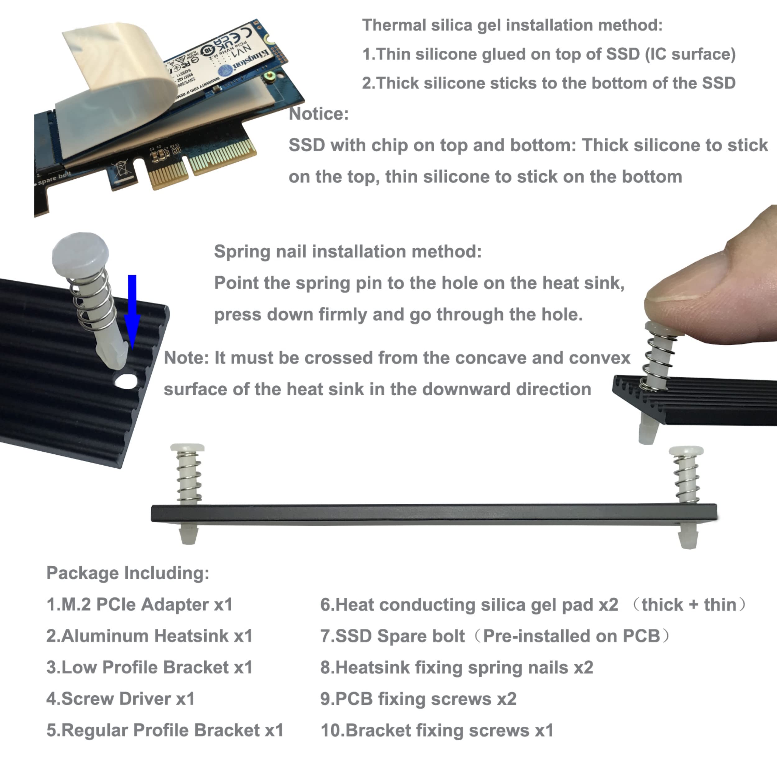 Bejavr M.2 NVME to PCIe 3.0/4.0 x4 Adapter, NVME/AHCI SSD to PCIe Expansion Card with Aluminum Heatsink Solution, Supports PCI-Express X4 X8 X16 Slots