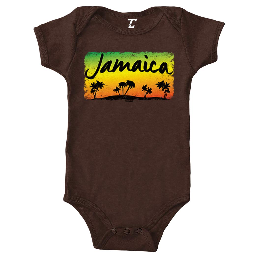 Jamaica Sunset - Jamaican Palm Trees Bodysuit (Brown, Newborn)