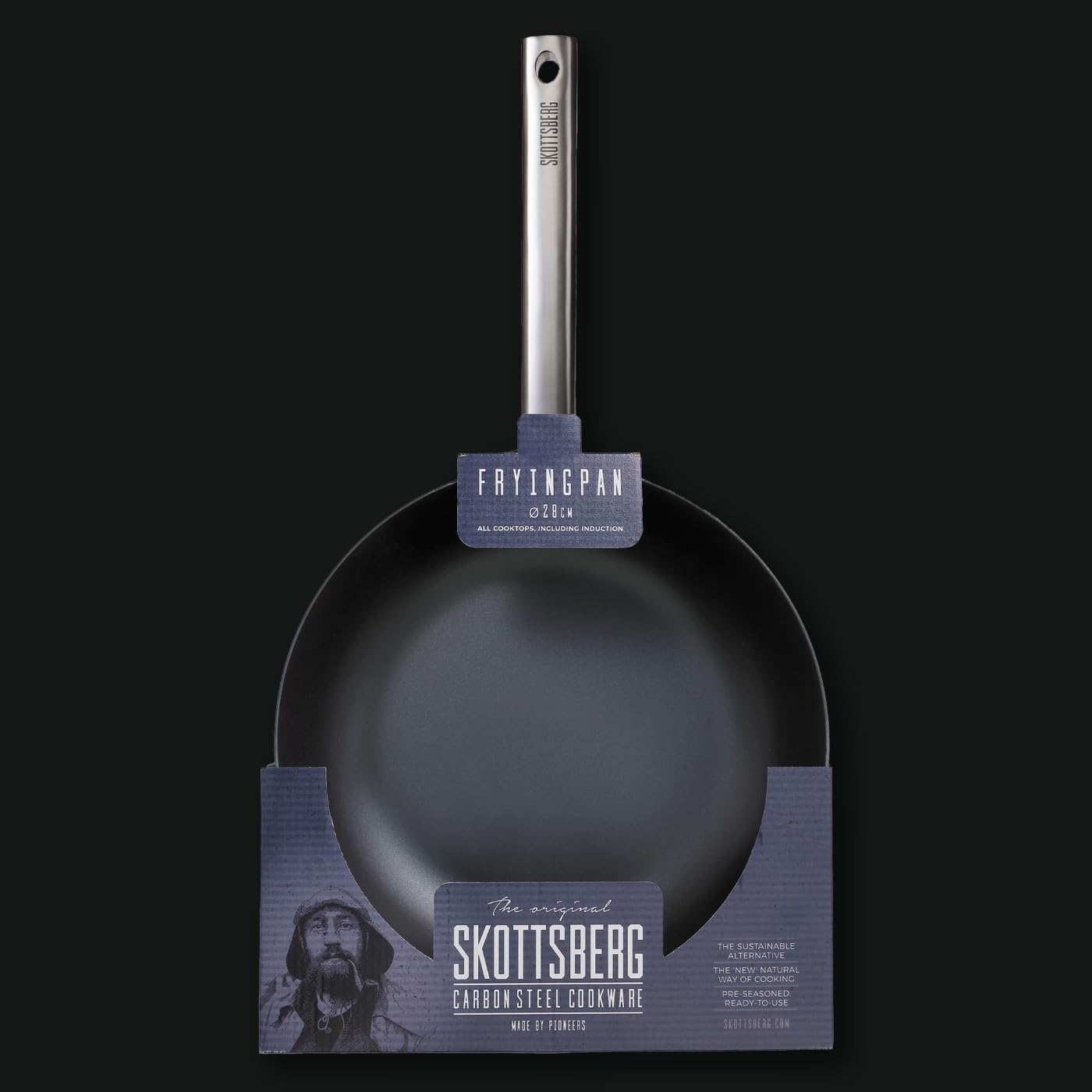 Skottsberg Carbon Steel Frying Pan, Pre-Seasoned (11" Wide) β Natural Non-Stick Layer, Suitable for All Heatsources, Safe with Metal Utensils