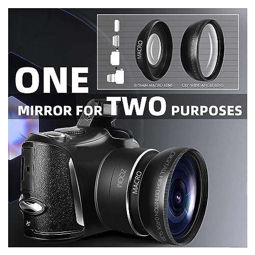 4K Digital Camera Ultra 48MP Camera Camera with Wide Angle Lens 16X Digital Zoom 3.0 Inch Screen Camera (Size : No Card, Color : OneSize)