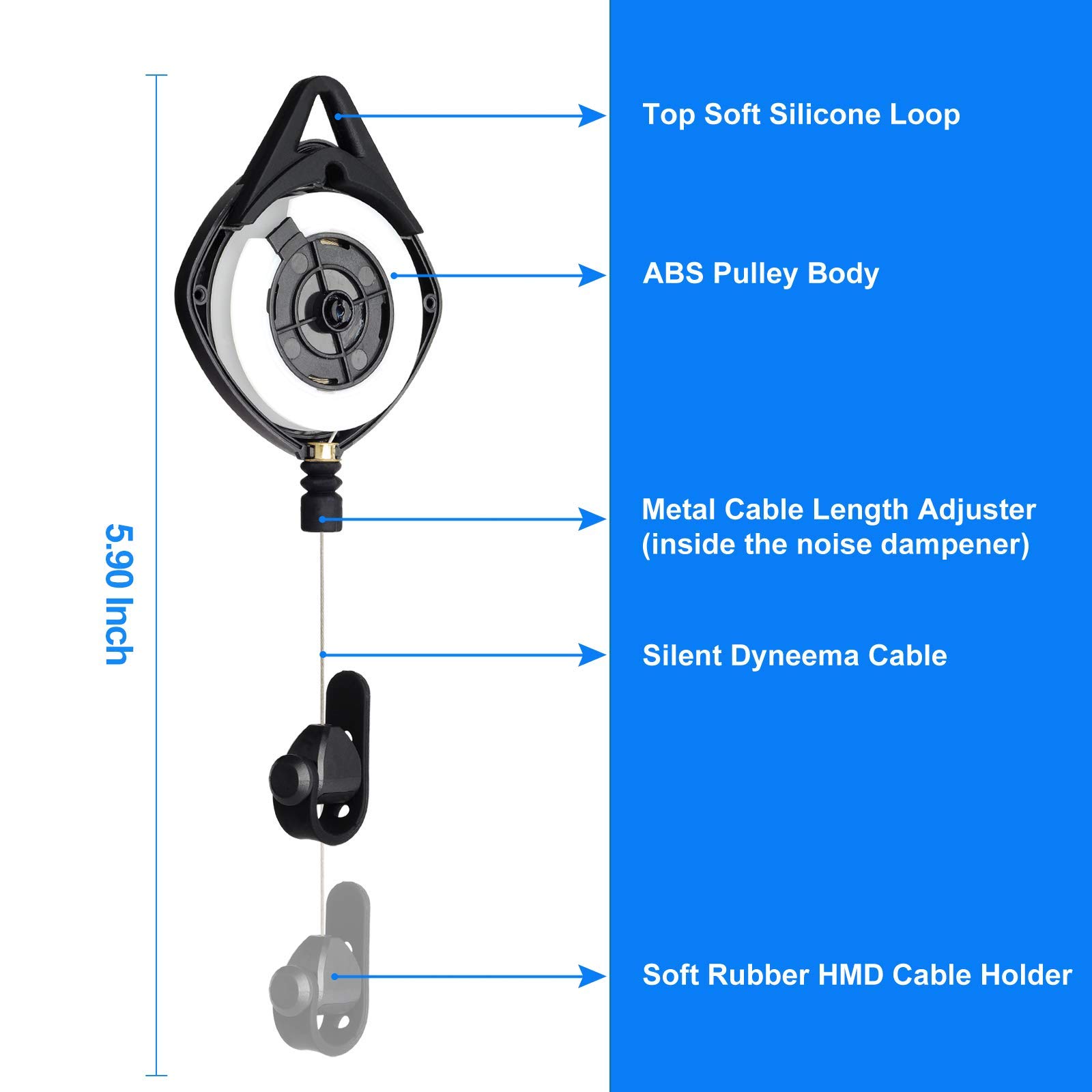 BEJOY 2021 VR Cable Accessories Cable Management, Ceiling Pulley System Link Cable for Oculus Quest/Quest 2/Oculus Rift/HTC Vive/Microsoft MR/Playstation/Lenovo Explorer Accessories (Black)