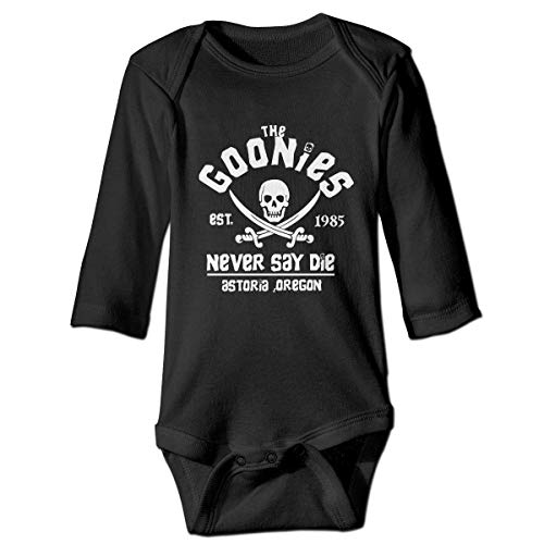 Goonies Never Say Die - Newborn Baby Onesie Jumpsuit Long Sleeve Unisex Bodysuit Black