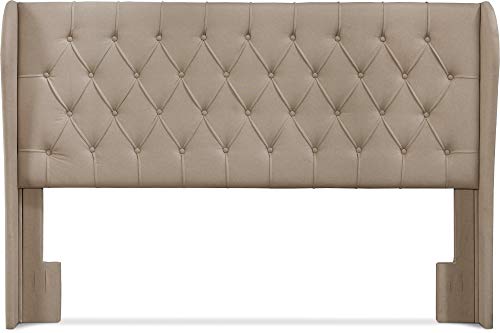 Lillian August Modern Wingback Upholstered Headboard with Diamond-Tufting, Soft Fabric Bedroom Accent Furniture, Eastern King, Beige