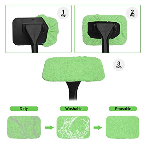 Silence Shopping Car Care Replaced Microfiber Clothes Windshield Cleaning Brush Durable Buffing Pad Cover Washable Polishing Bonnet Green Pack of 5