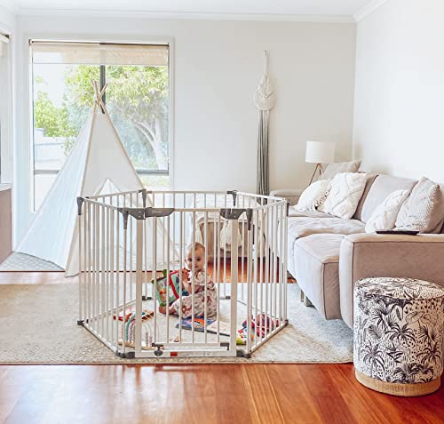 Dreambaby Royale Converta 3-in-1 Play Yard Baby Gate - with 6 Modular Panel - Fits Opening with 151 inch Wide & 29 inch Tall - White - Model L849