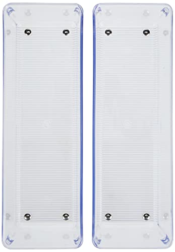 iDesign Utensil Holder and Silverware Organizer for Kitchen Utensils and Countertop Storage, The Linus Collection – Set of 2, 4" x 12" x 3", Clear