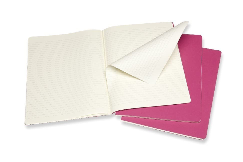 Moleskine Cahier Journal, Soft Cover, XL (7.5" x 9.5") Ruled/Lined, Kinetic Pink, 120 Pages (Set of 3)