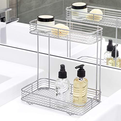 iDesign Vienna 2-Tier Rectangular Cosmetics and Toiletry Storage, Bathroom, Countertop, Desk, Set of 1, Vanity Shelf